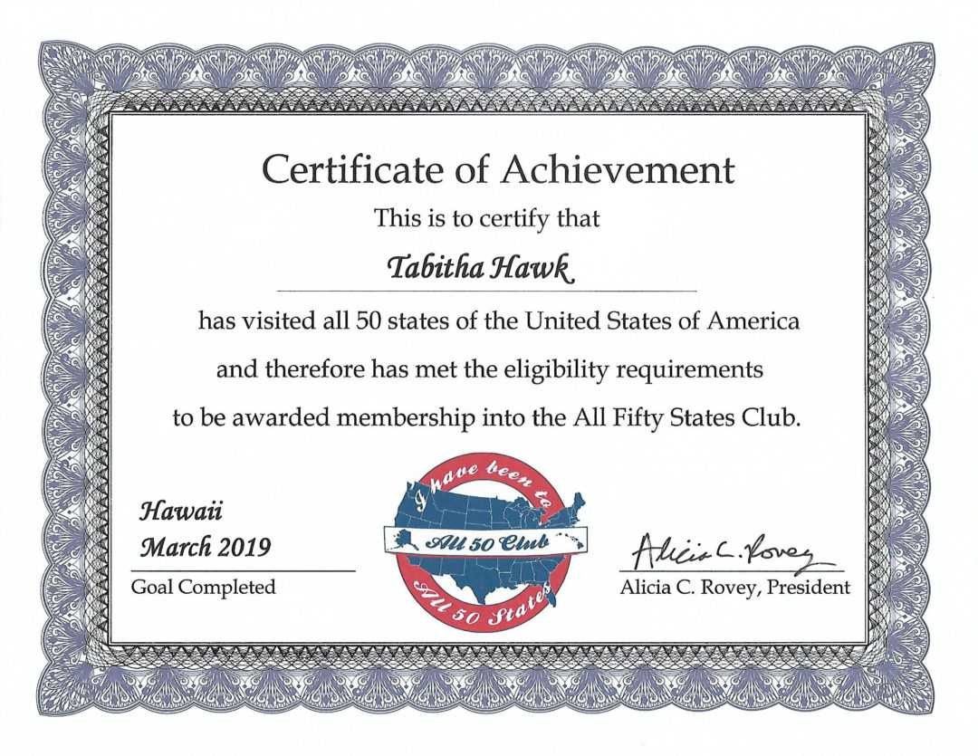 Visited All 50 States Certificate | Nashville Travel Photographer ...